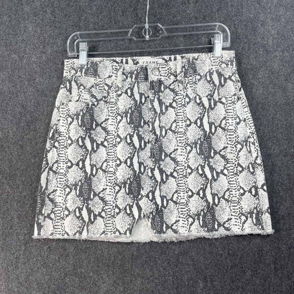 Skirts | Frame Size 26 Le Mini Python Denim Skirt White Black ...